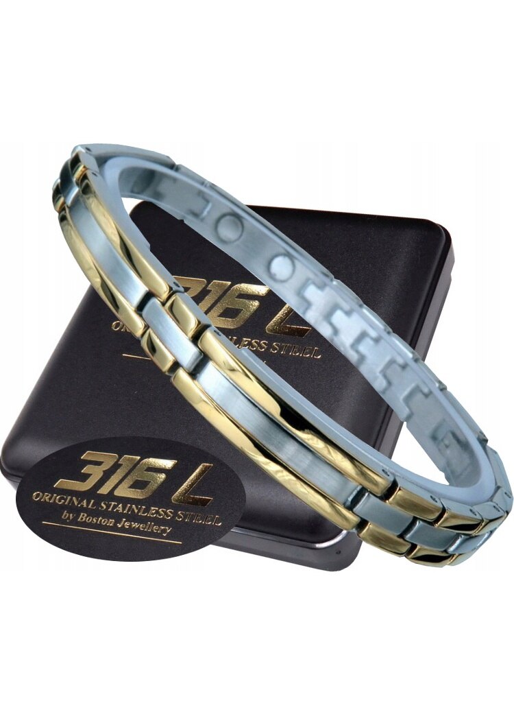 Bratara magnetica placata cu aur, Boston Jewellery, Inox/Titan, 21.5 cm ...