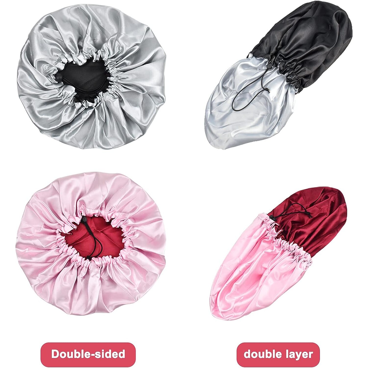 Set 2 casti protectie par, Sunmostar, Satin, Negru/Visiniu - eMAG.ro