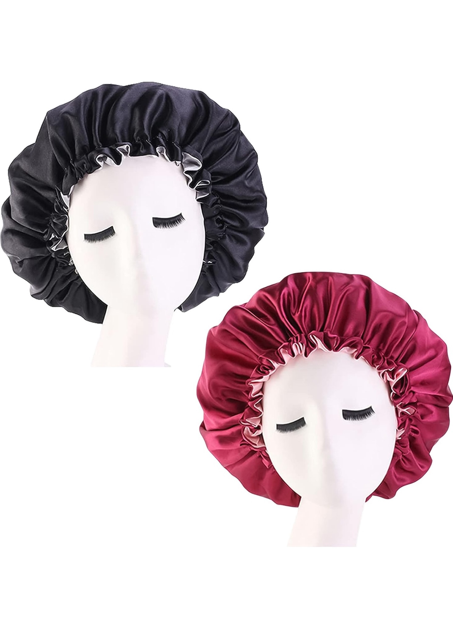 Set 2 casti protectie par, Sunmostar, Satin, Negru/Visiniu - eMAG.ro