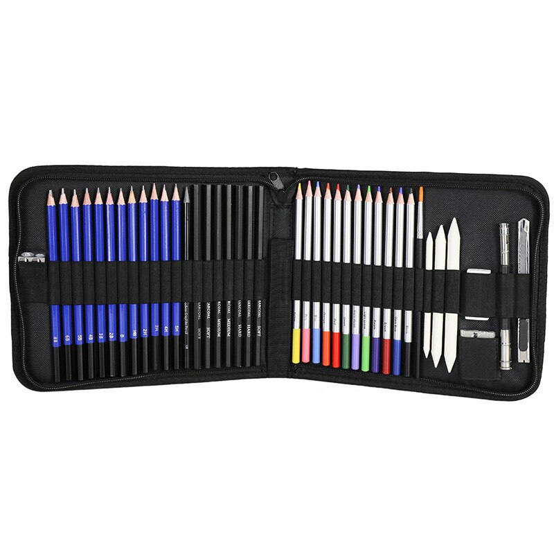 Set creioane colorate profesionale cu accesorii pentru desen si schite ...
