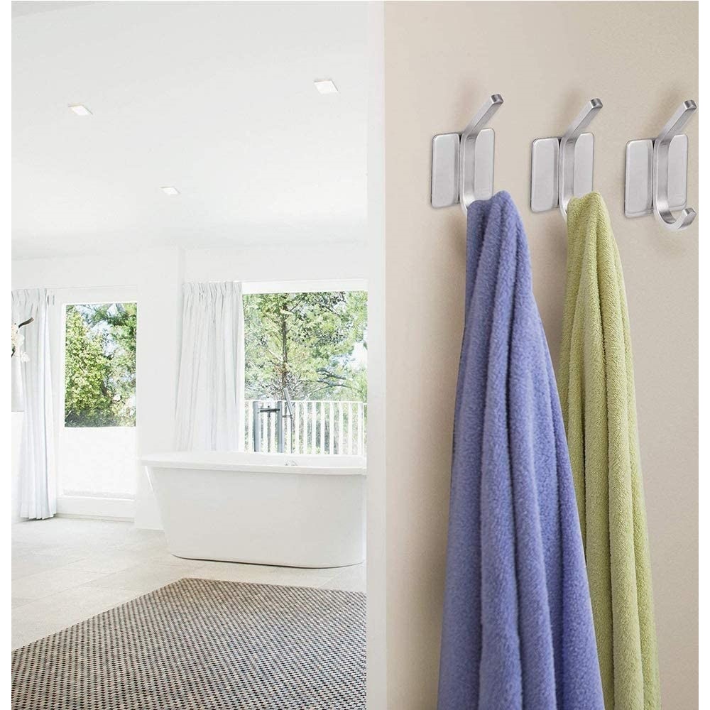 Set 6 Carlige tip cuier baie pentru prosop, ANILLOROCA, inox, montare ...