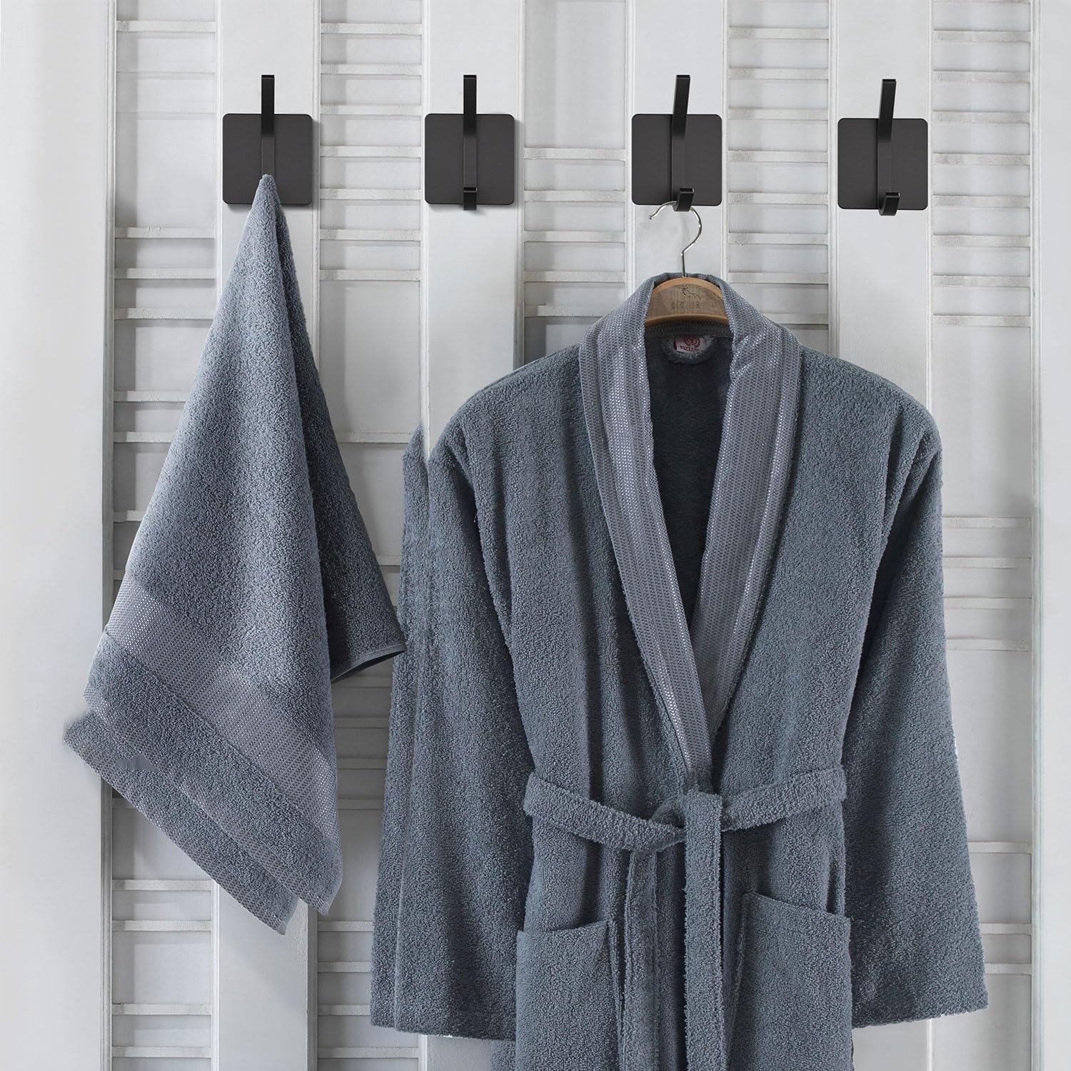 Set 6 Carlige tip cuier baie pentru prosop, ANILLOROCA, inox, montare ...