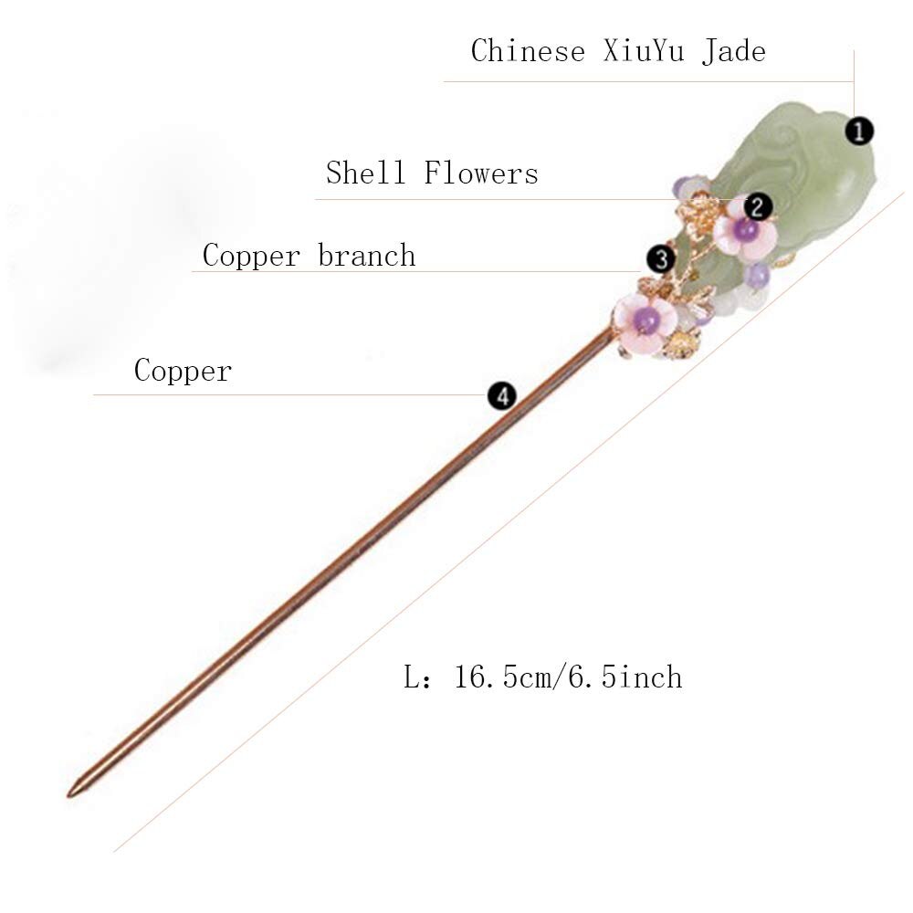 Accesoriu coc retro pentru femei, Metal/Jad, Multicolor - eMAG.ro
