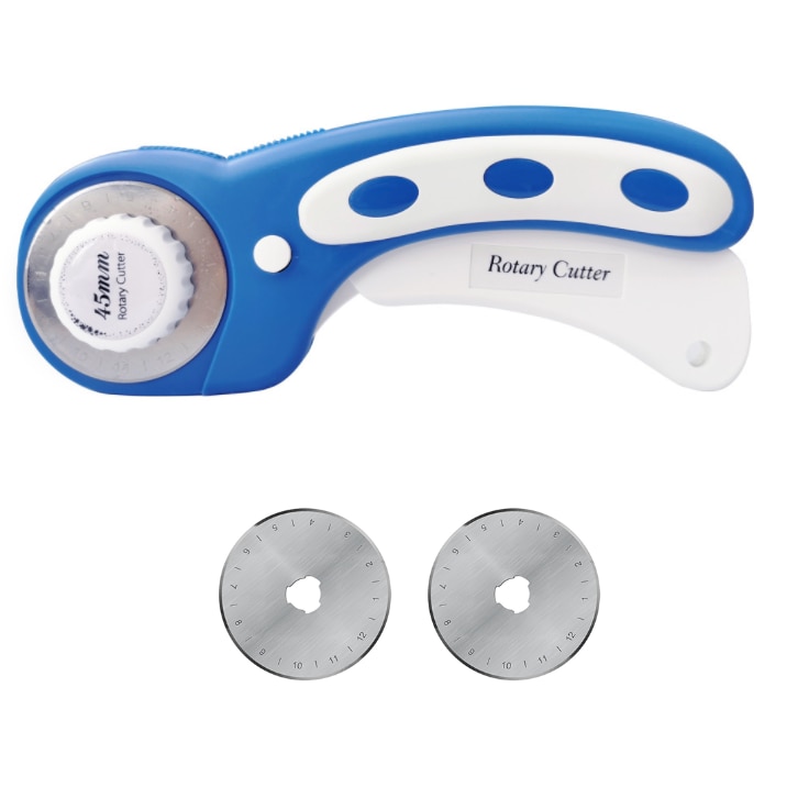 Set cutit rotativ, Otel, 45 mm, Alb/Albastru - eMAG.ro