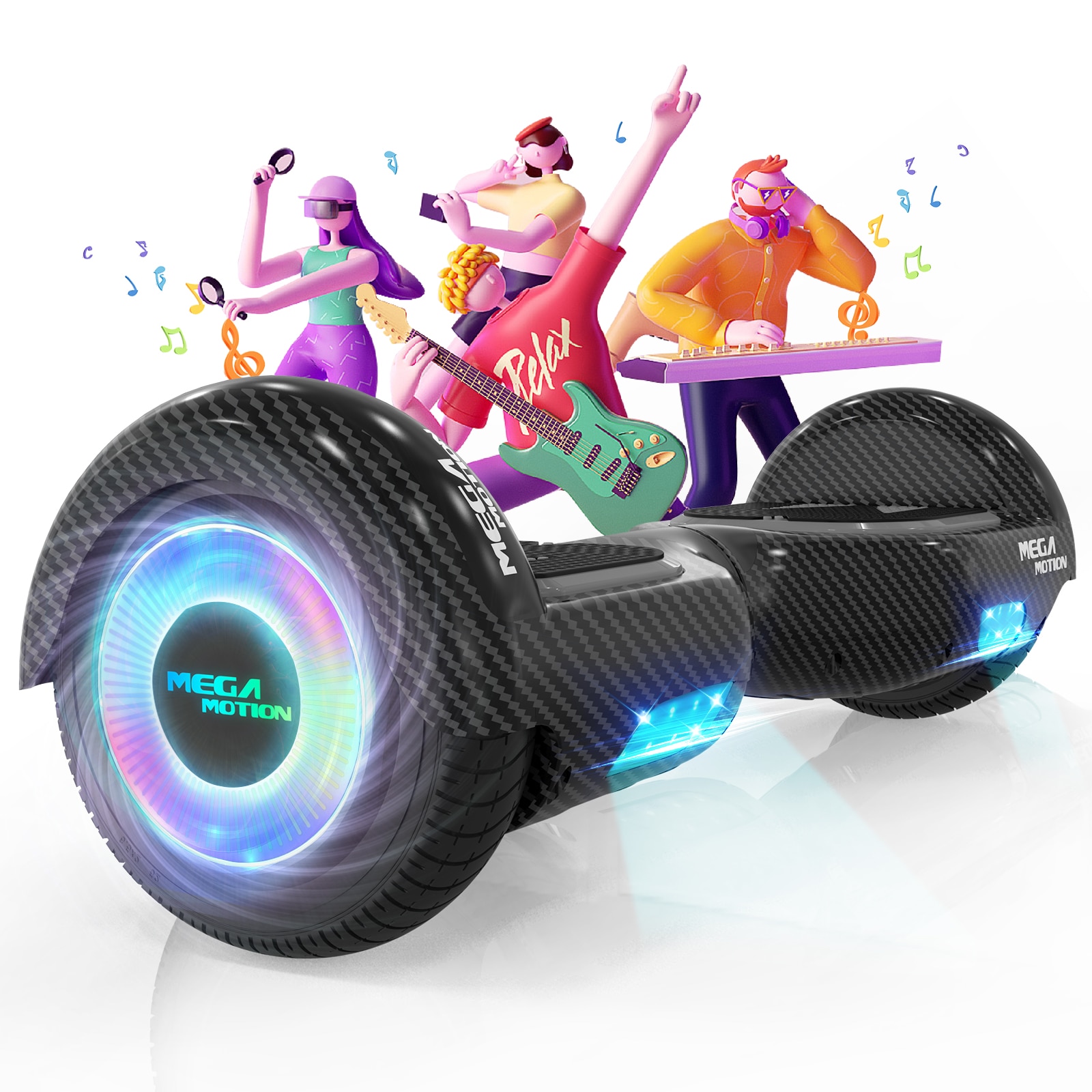 Hoverboard, Mega Motion, ABS/Policarbonat, Cu Go Kart, 6.5 inch ...