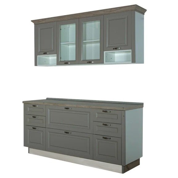 Bucatarie Capri Gri, Front Mdf Vopsit, 196.8 X 223 X 60 Cm - eMAG.ro