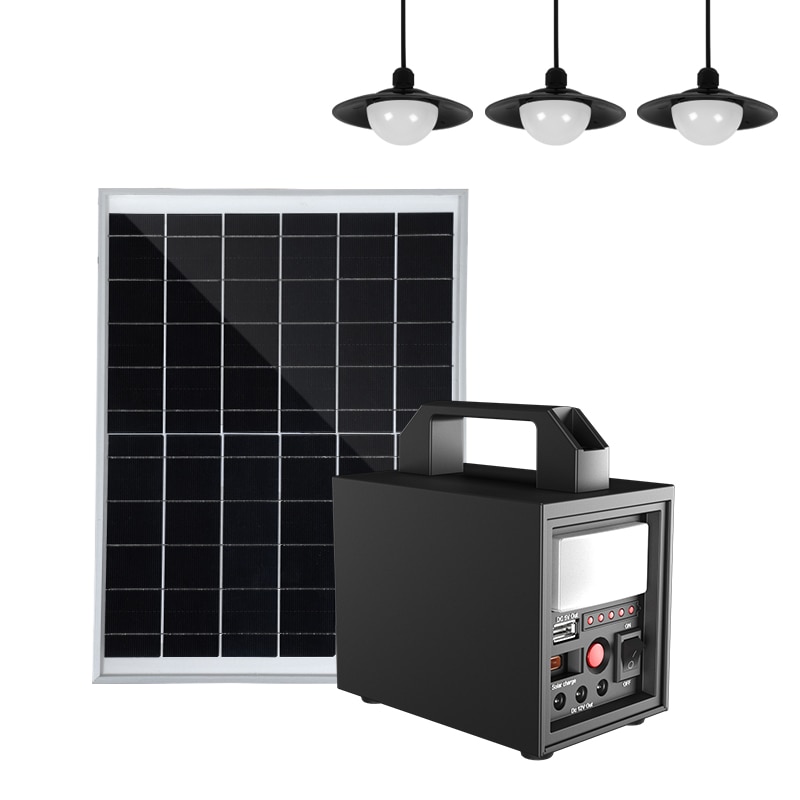 Kit sistem solar 20W cu Lanterna si iesire USB, 3 x Bec LED si Panou ...