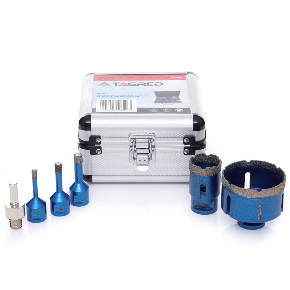 Set 5 carote diamantate pentru piatra, gresie si beton 6-68mm M14 ...