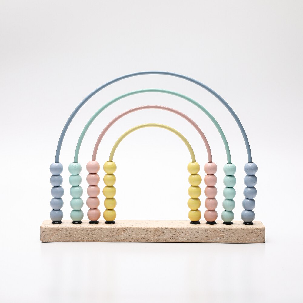 Abac din lemn cu margele, Curcubeu, 4 arcade, 12 luni+ - eMAG.ro