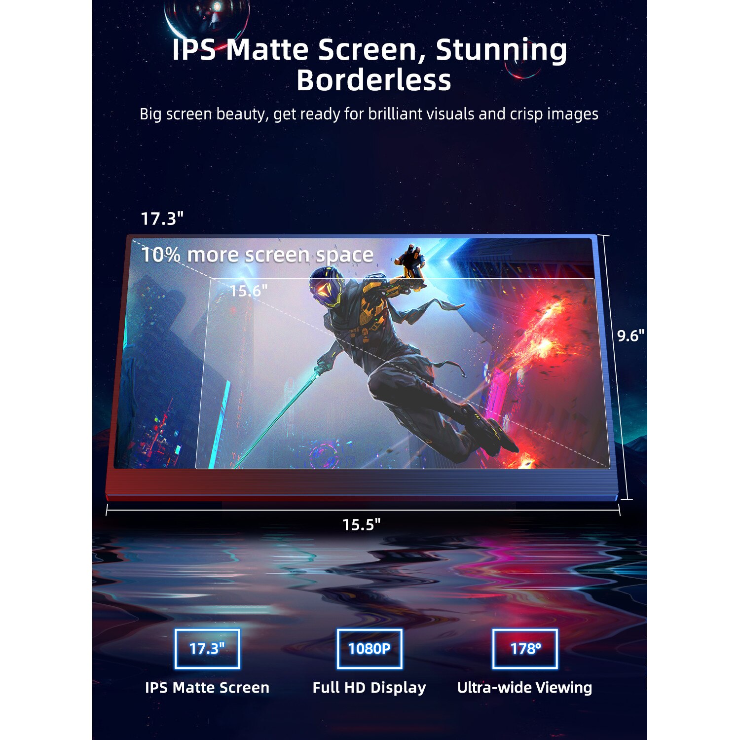 Monitor portabil Uperfect Gaming 17.3" 1080P IPS 144Hz 16:9 - eMAG.ro