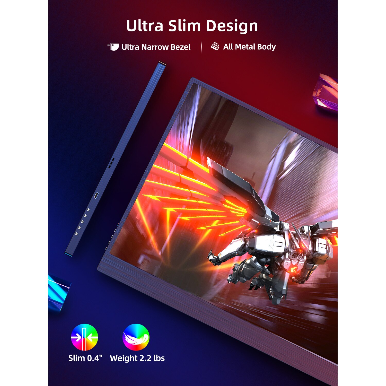 Monitor portabil Uperfect Gaming 17.3" 1080P IPS 144Hz 16:9 - eMAG.ro