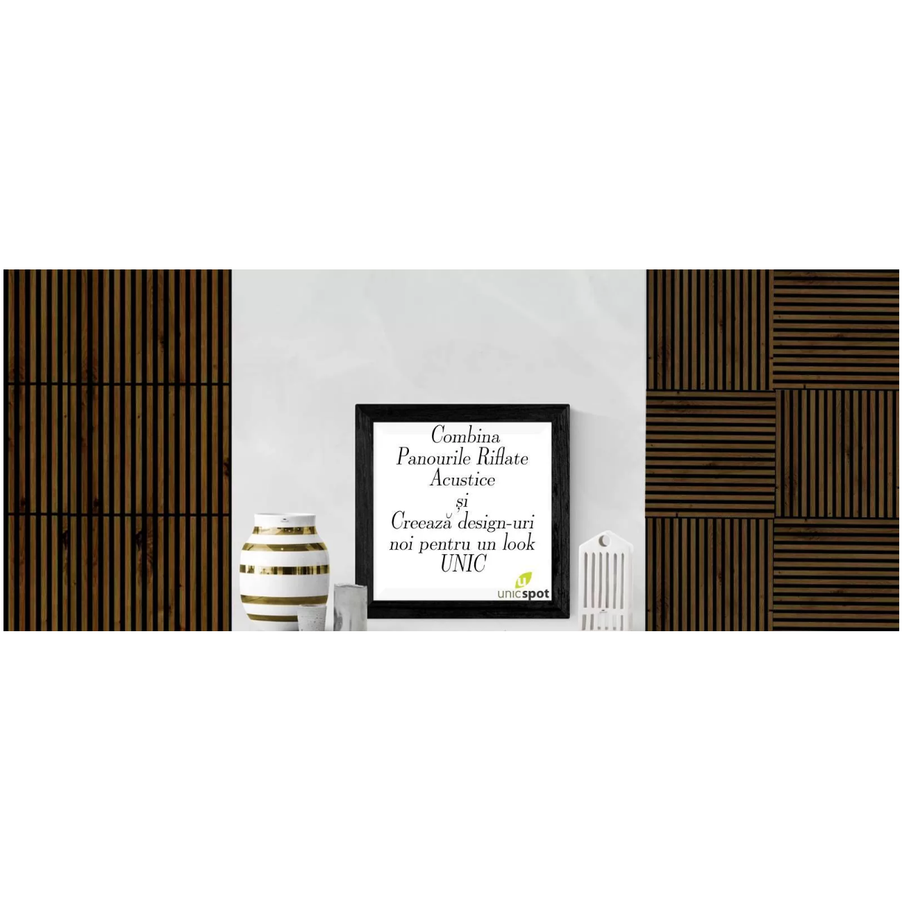 Set 4 Panouri riflaj acustic decorativ cu design UnicSPot 7150132, MDF ...