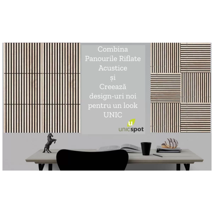 Set 4 Panouri riflaj acustic decorativ cu design UnicSPot 7150133, MDF ...