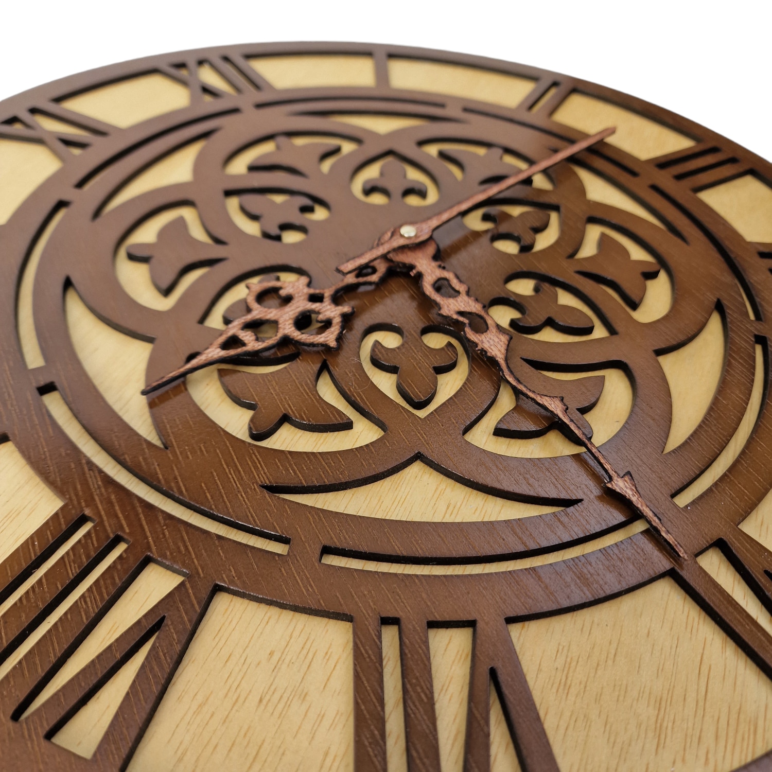 Ceas de perete Roman, lemn, diametru 60 cm - eMAG.ro