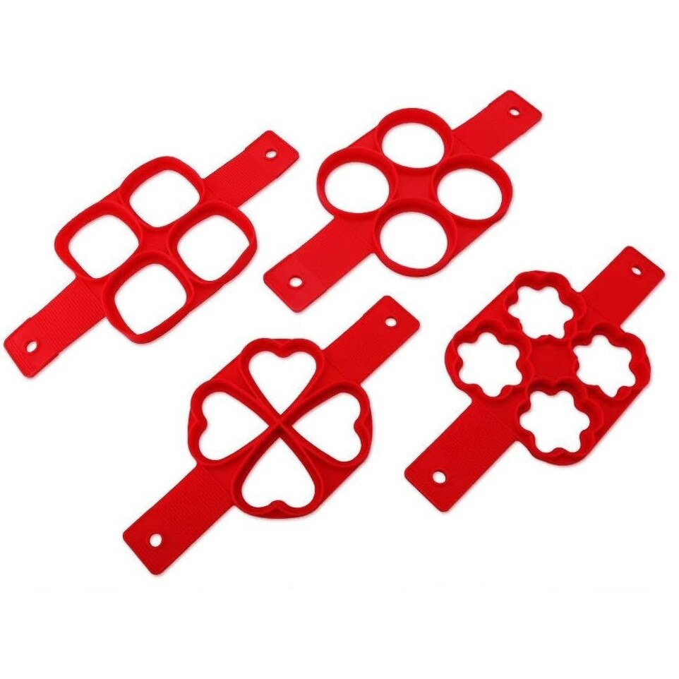 Set 4 forme pentru prajituri, Silicon, 34.5x16x1.5cm, Rosu - eMAG.ro