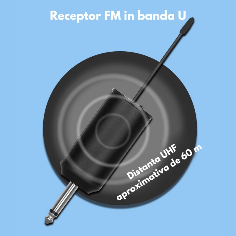 Microfon Wireless Profesional VENTART, Receiver Jack 6,35mm + Adaptor ...