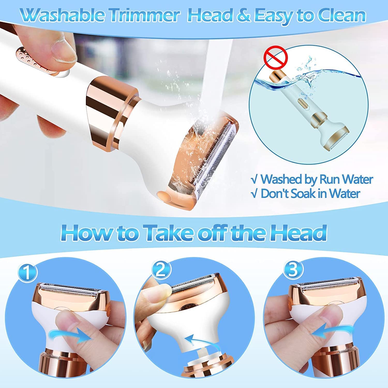 Set epilator 4 in 1 pentru femei, LXNZUHN, Potrivit pentru parul picioarelor, Parul axilei ...