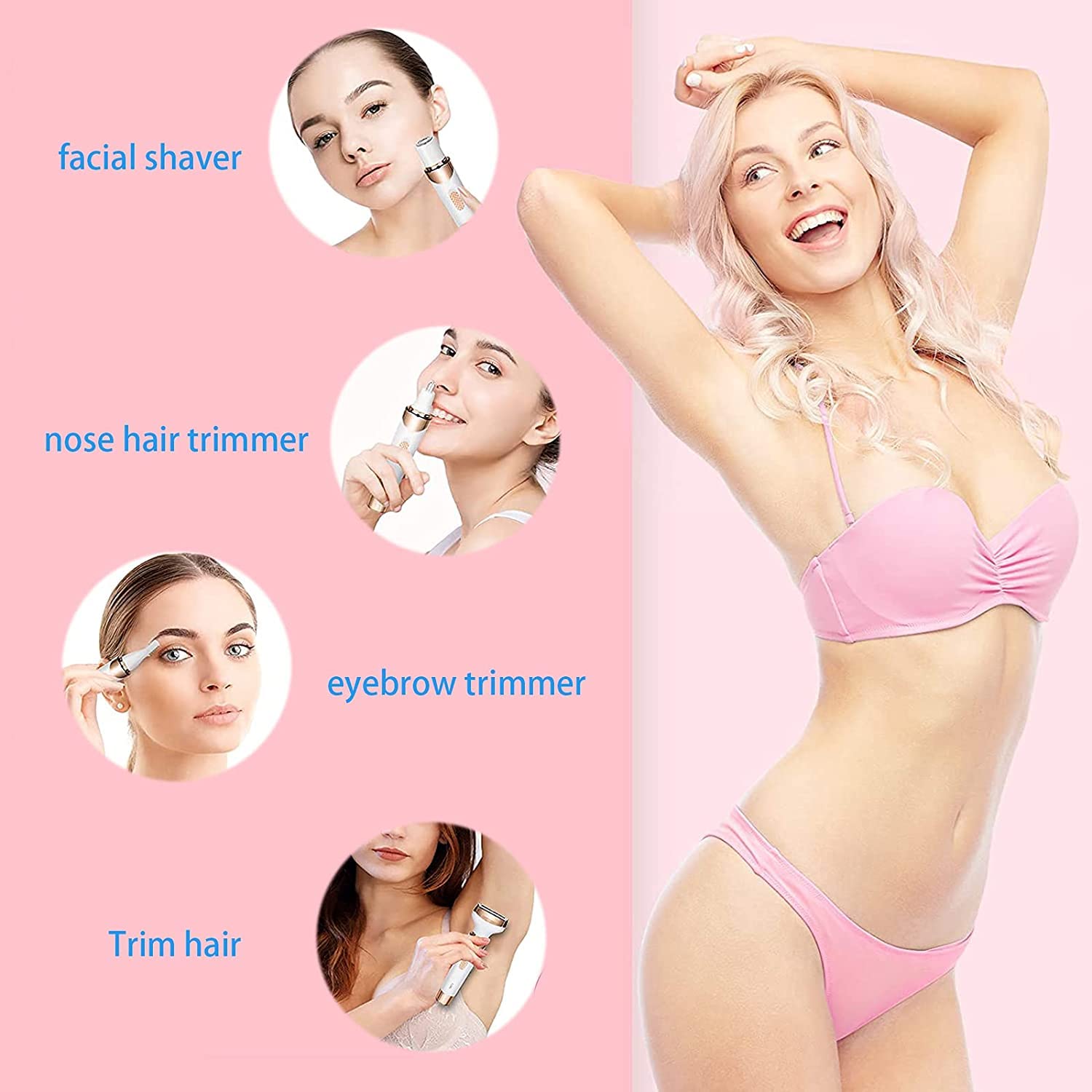 Set epilator 4 in 1 pentru femei, LXNZUHN, Potrivit pentru parul picioarelor, Parul axilei ...