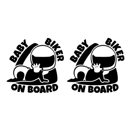 Set 2 stickere baby biker on board, 15cm x 10cm, negru - eMAG.ro