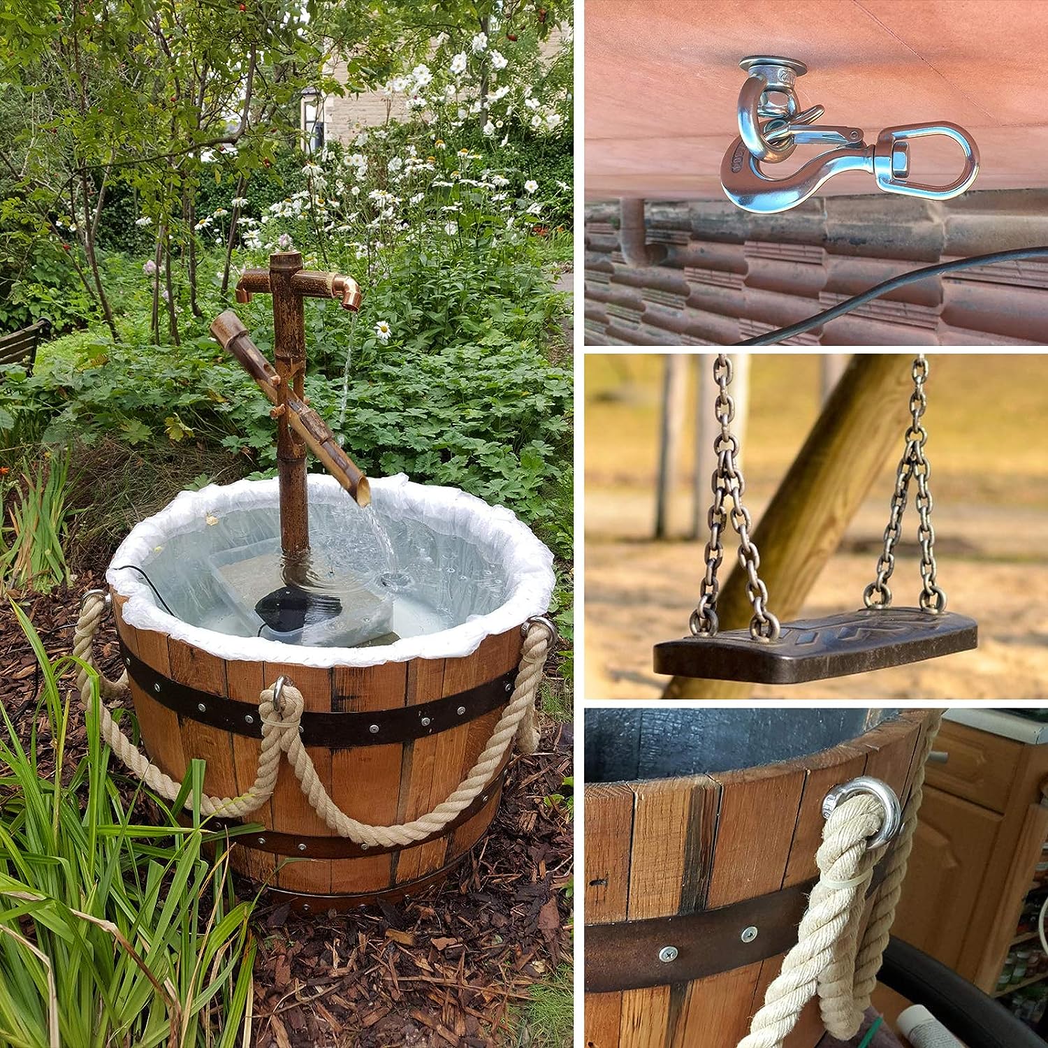 Set 6 piulite de ridicare, Sunmostar, M6, Tip inel, Inox, Argintiu ...