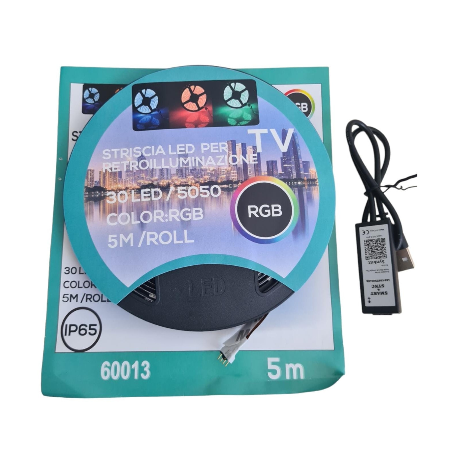 RGB LED лента 5 метра, Outdoor-Indoor, IP65, 30 leds/m 5050 RGB, Лепило ...