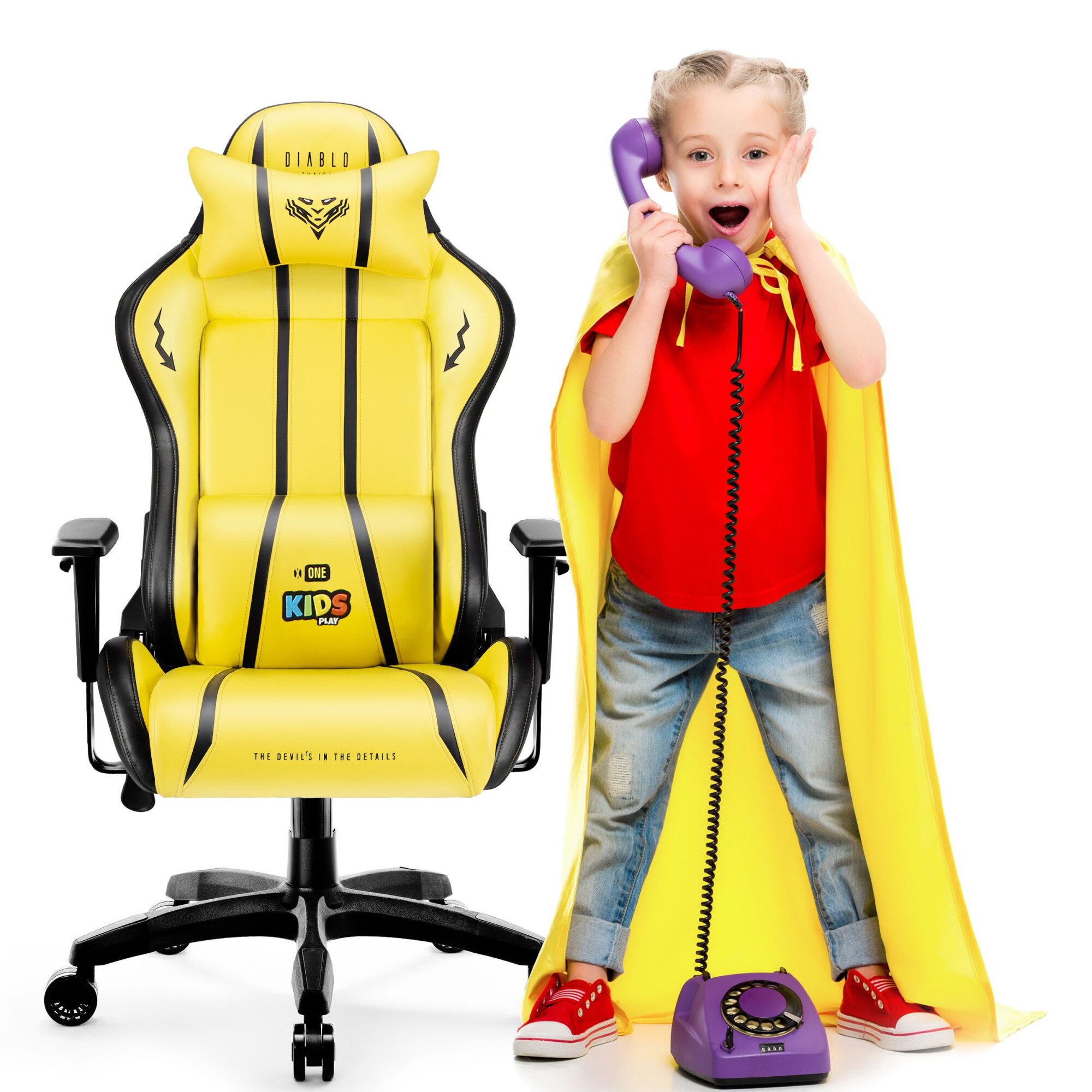 Scaun de gaming pentru copii, Diablo Chairs, X-One 2.0, Kids Size ...