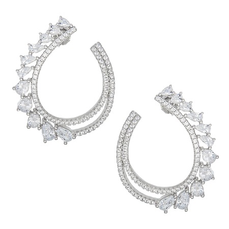 Cercei Argint Semicerc cu Zirconii Piramida - eMAG.ro