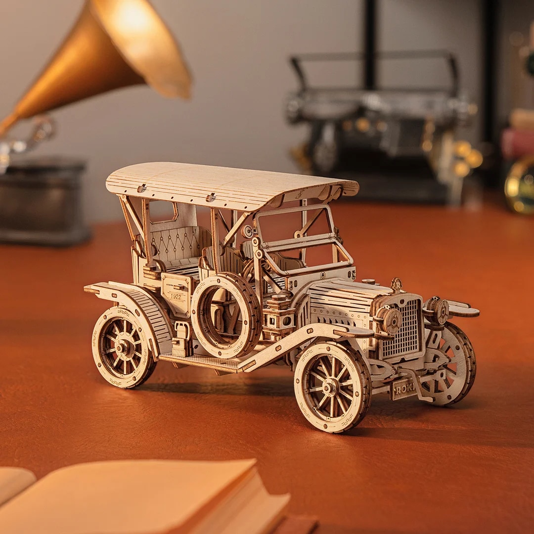 3D puzzle, mechanikus, fa, veterán autó, 298 db - eMAG.hu
