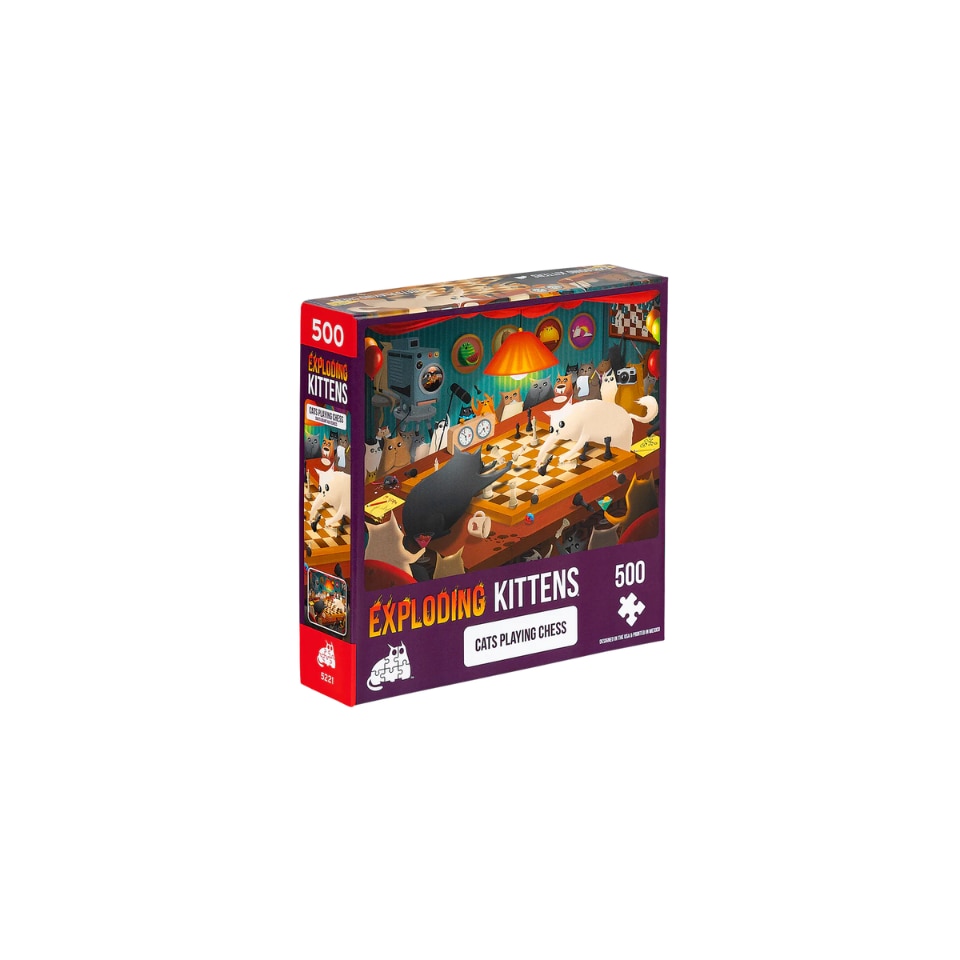 Puzzle Exploding Kittens de 500 piese, Pisicile joaca sah - eMAG.ro