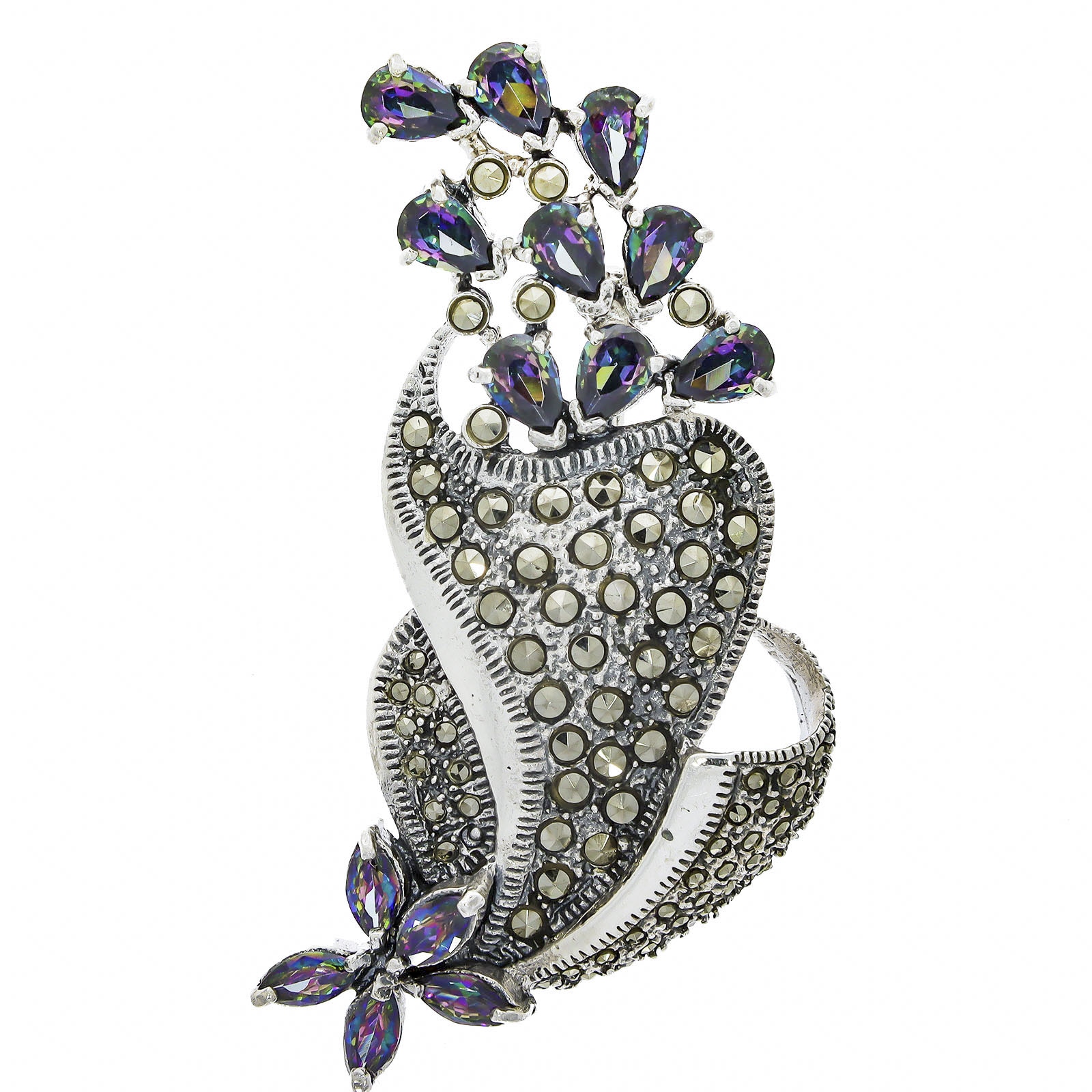 Brosa Argint Topaz mistic Model Floral Colorat - eMAG.ro