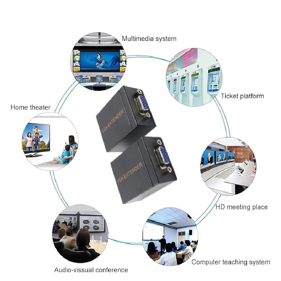 Adaptor HOPE R de la VGA la RJ45, pentru extindere semnal video pana la ...