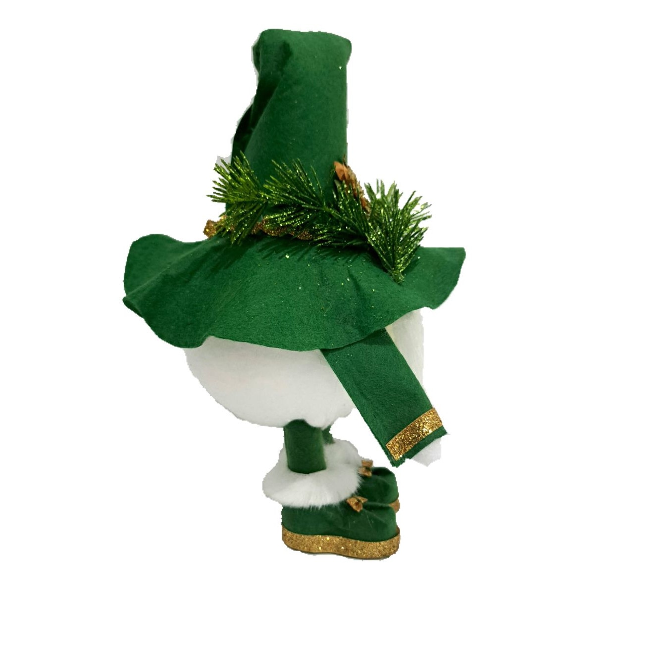 Gnom de iarna, fetru, verde, 15 x 15 x 40 cm, realizat manual - eMAG.ro
