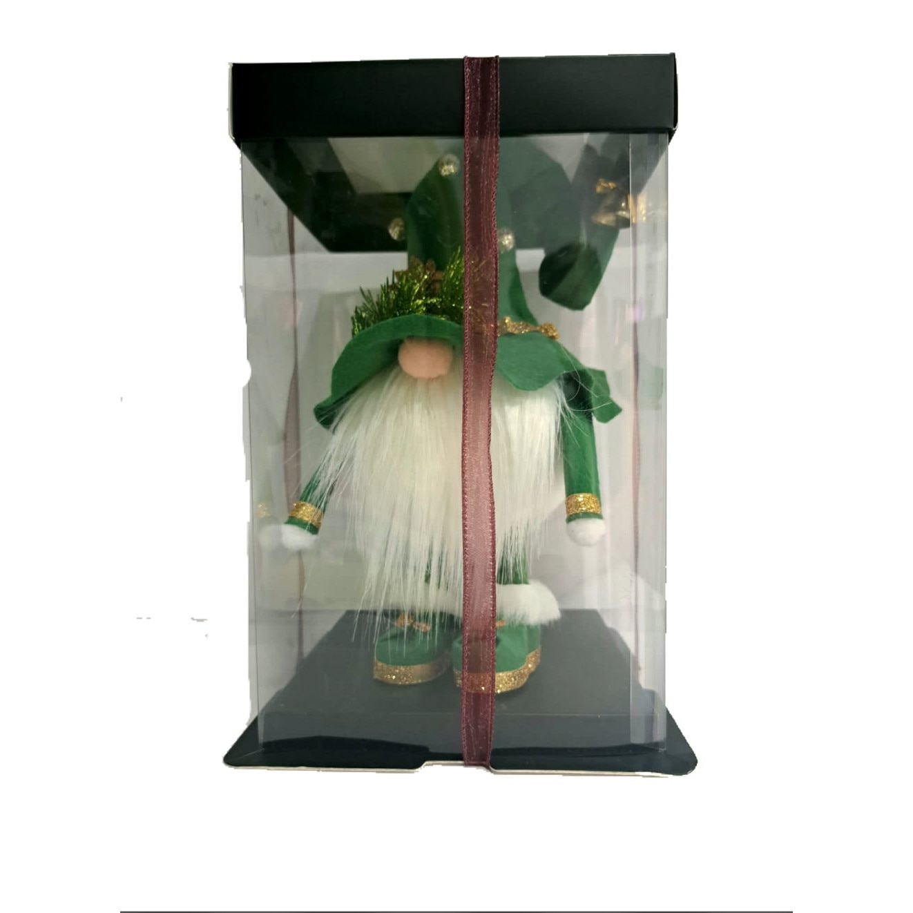 Gnom de iarna, fetru, verde, 15 x 15 x 40 cm, realizat manual - eMAG.ro