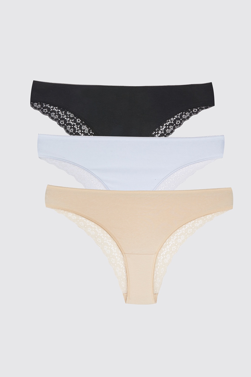 LC WAIKIKI, Set de chiloti brazilieni cu insertii de dantela - 3 ...