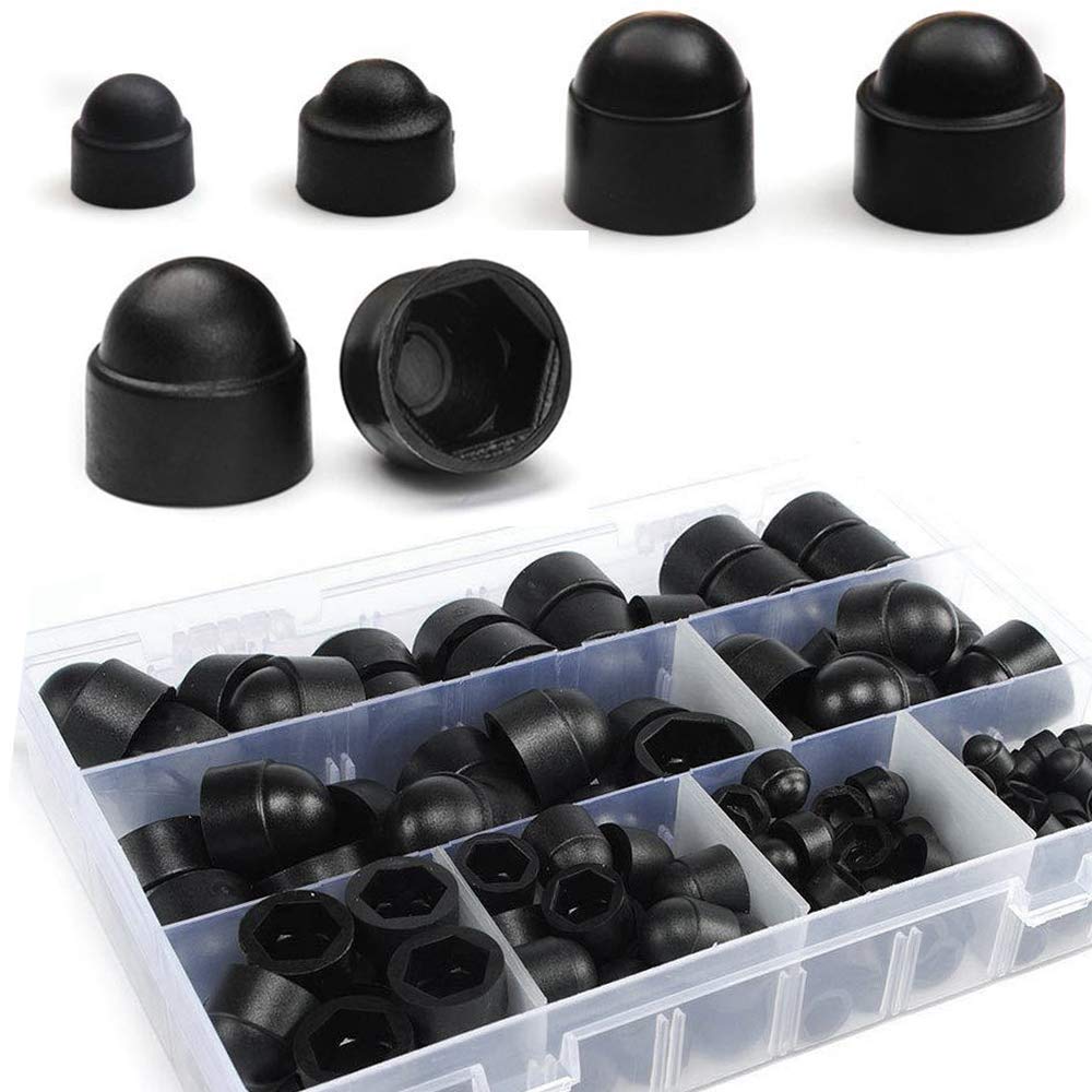 Set 145 capace pentru piulite, Plastic, Negru - eMAG.ro
