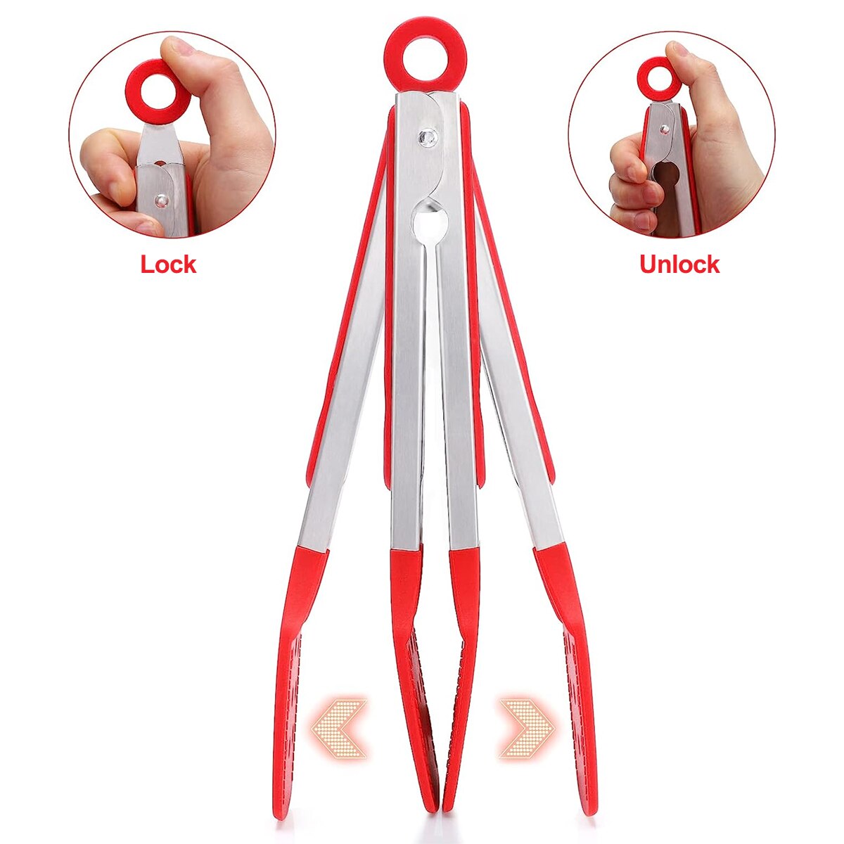 Set 2 clesti bucatarie, Mmgoqqt, Inox, Rosu/Argintiu - eMAG.ro