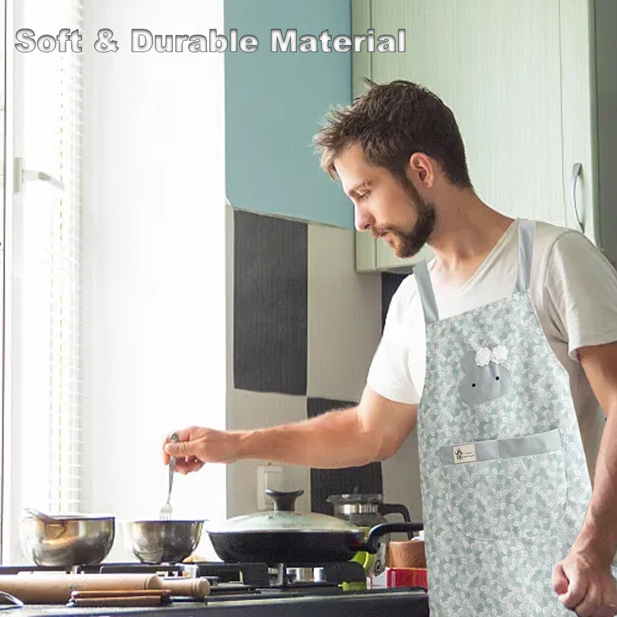 Set 2 sorturi de bucatarie, Mmgoqqt, Bumbac, Alb/Gri - eMAG.ro