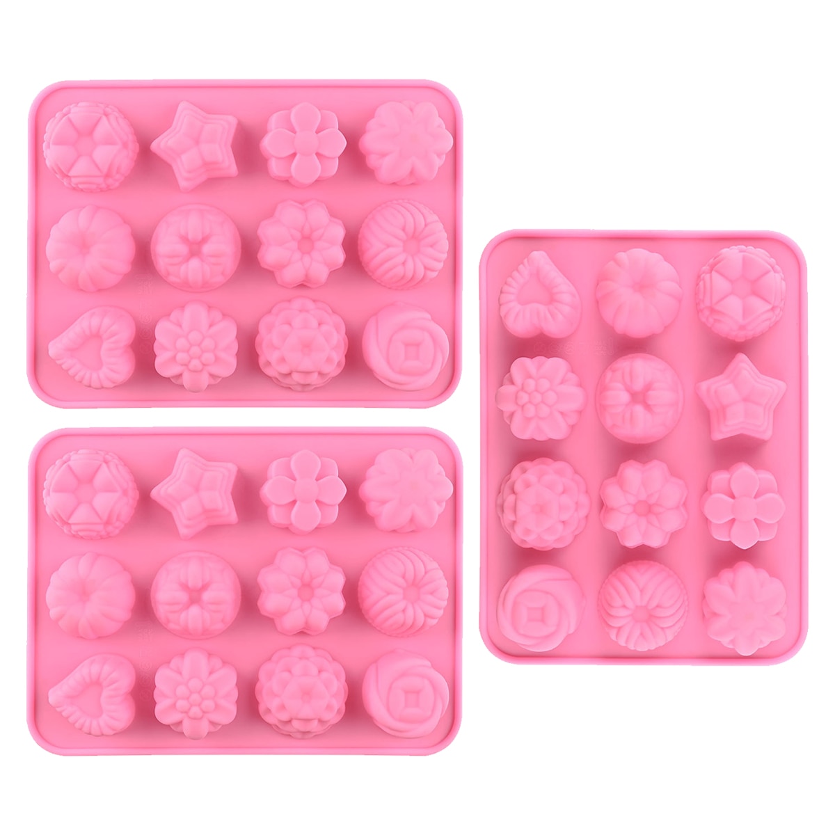 Set 3 forme prajituri, Mmgoqqt, Silicon, Roz - eMAG.ro