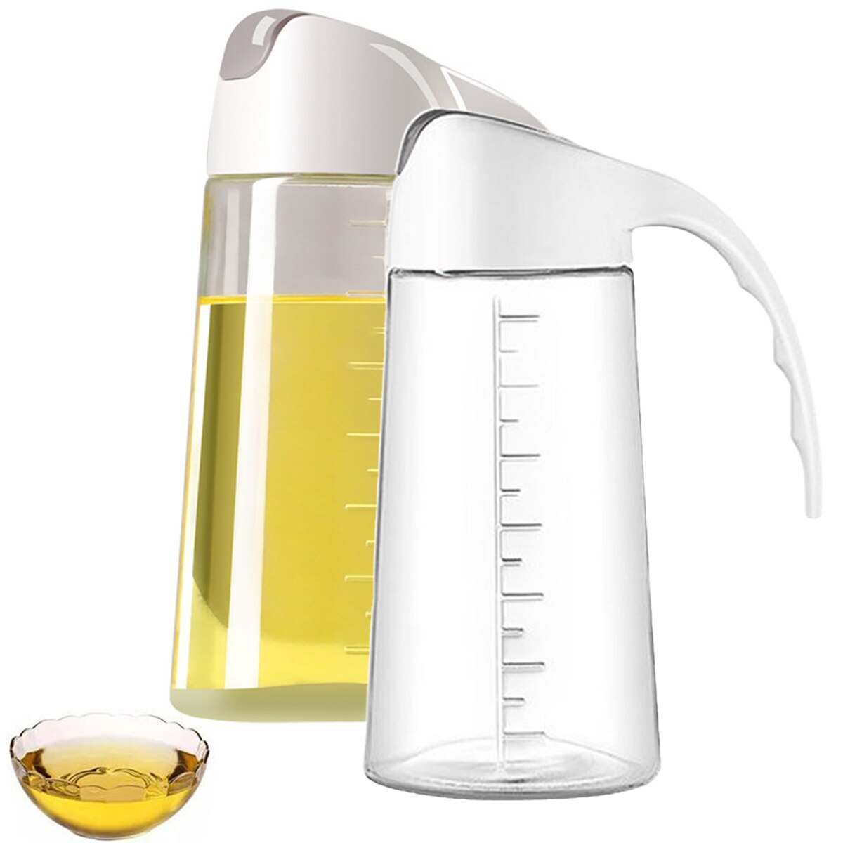 Set 2 oliviere, Mmgoqqt, Sticla/Polipropilena, 630ml, Alb/Transparent - eMAG.ro