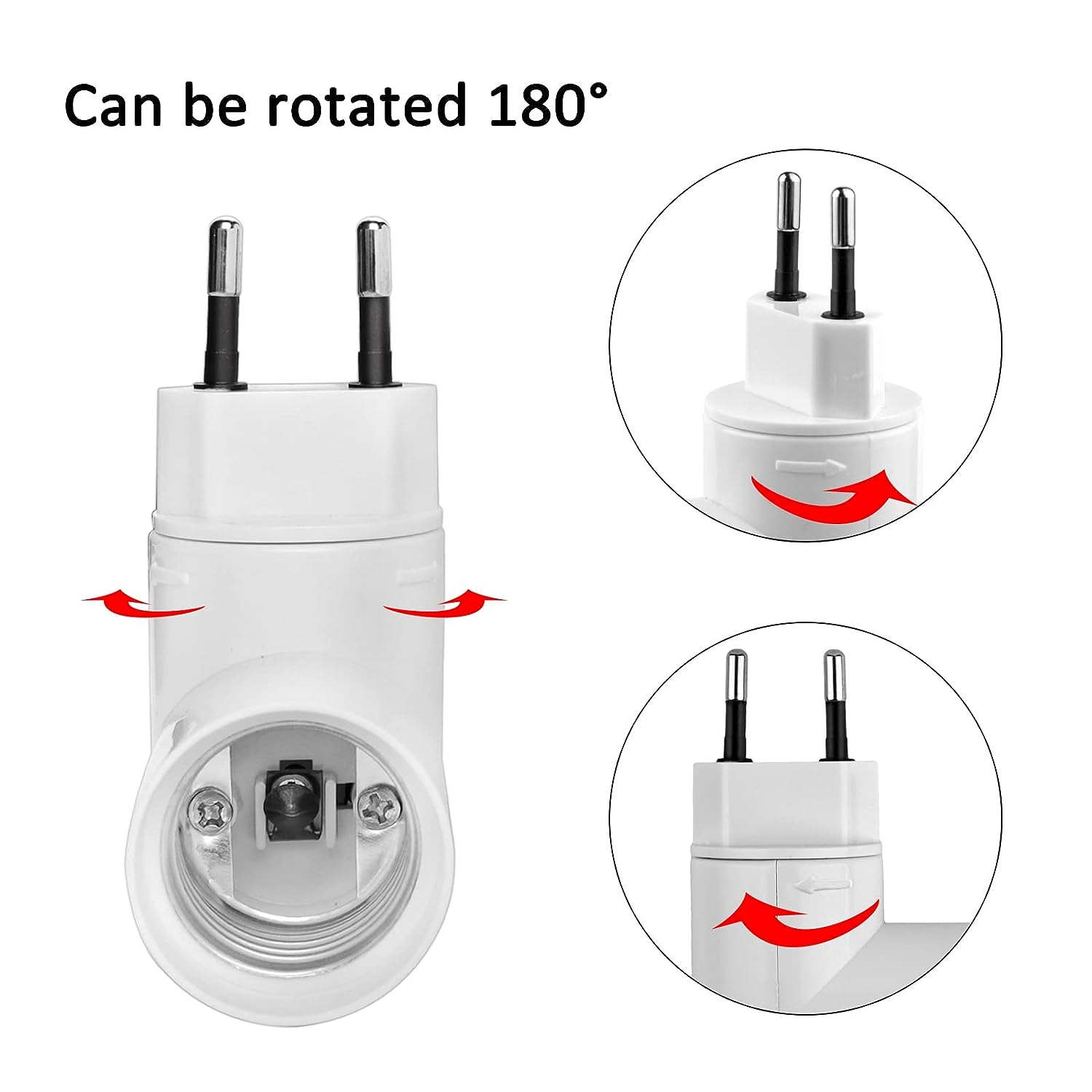 Priza E27 cu intrerupator fara fir, Plastic/Polibutilena, 220 V, LED ...