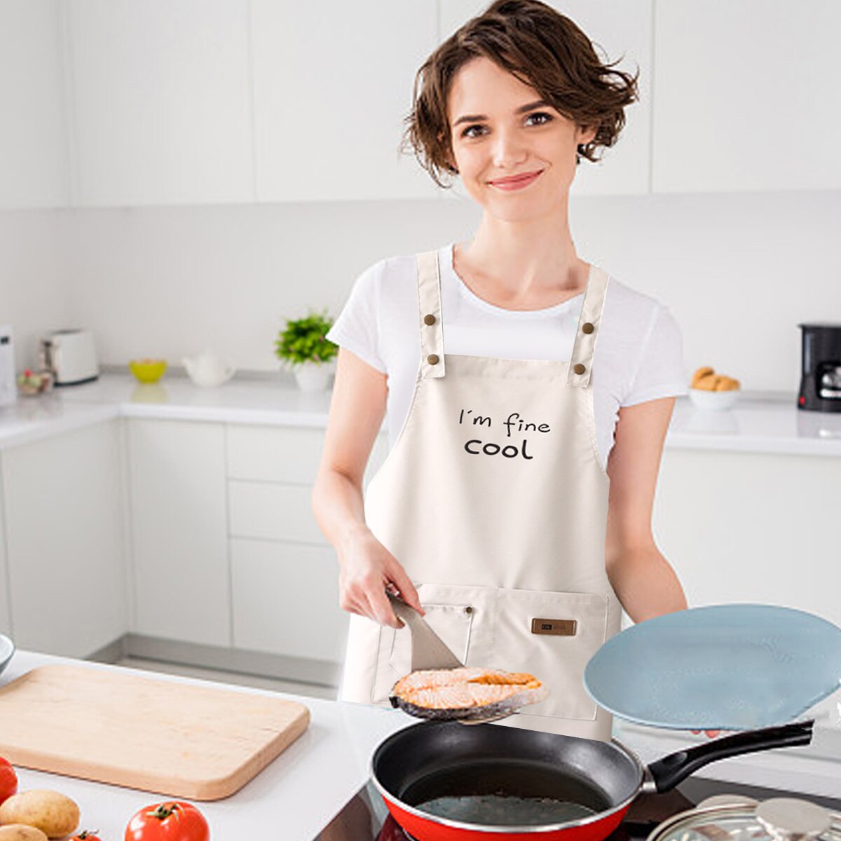 Set 2 Sorturi de Bucatarie, Panza, Gri/Negru, 65x78cm - eMAG.ro