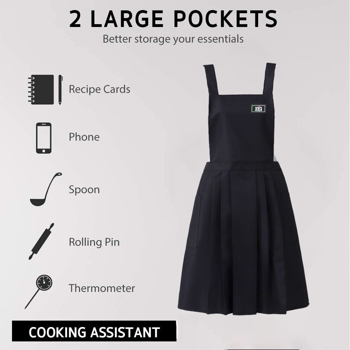 Set 2 sorturi de bucatarie, Mmgoqqt, Poliester, Cu model, Negru - eMAG.ro