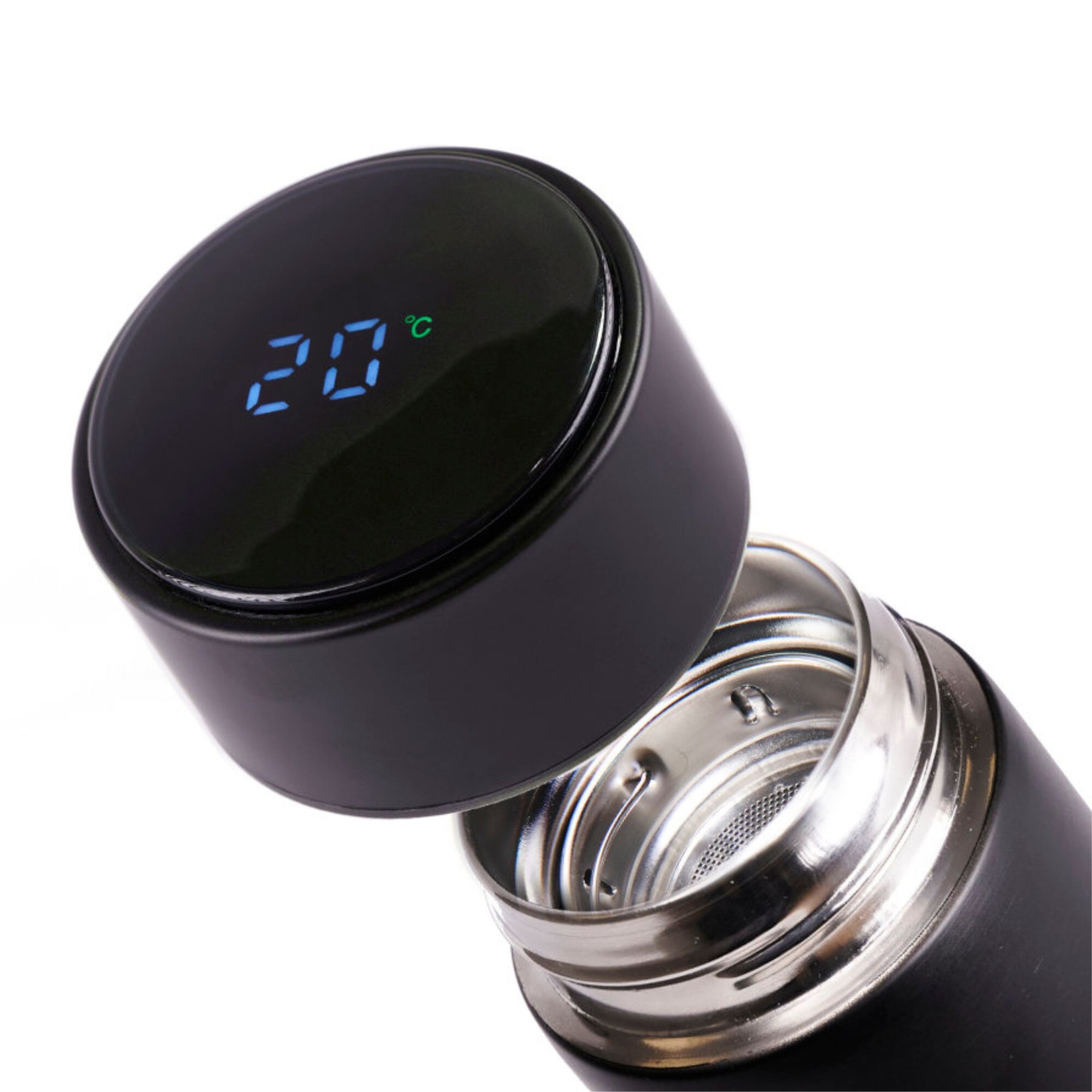 Cana termica cu display LED, Gede, Negru, 500ml - eMAG.ro