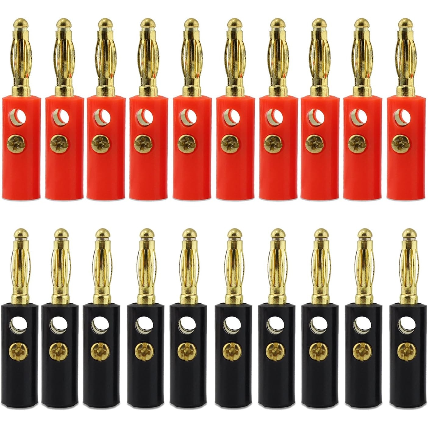 SEt 10 perechi mufe banana placat cu aur/conector cablu pentru difuzoare audio, Sunmostar, 4 mm ...