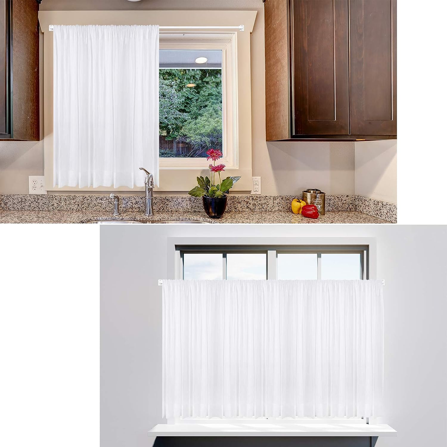 Set 2 sine perdele extensibile, Sunmostar, Plastic, 40-65 cm, Alb - eMAG.ro