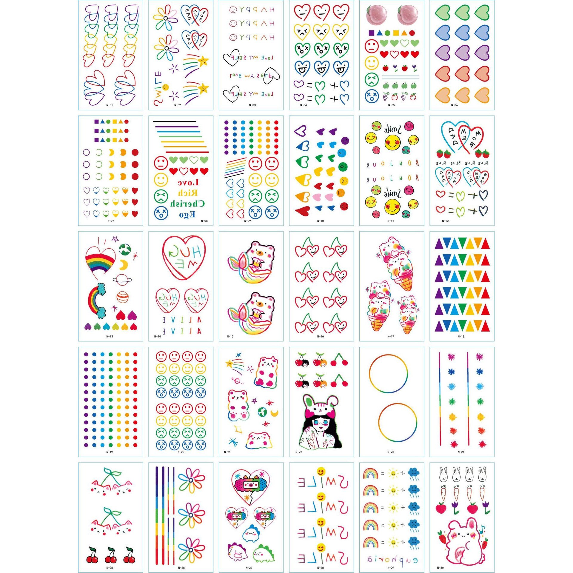 Set De 2 Bucati De 60 De Autocolante Pentru Tatuaje Lxnzuhn Model De Inima De Fata Model