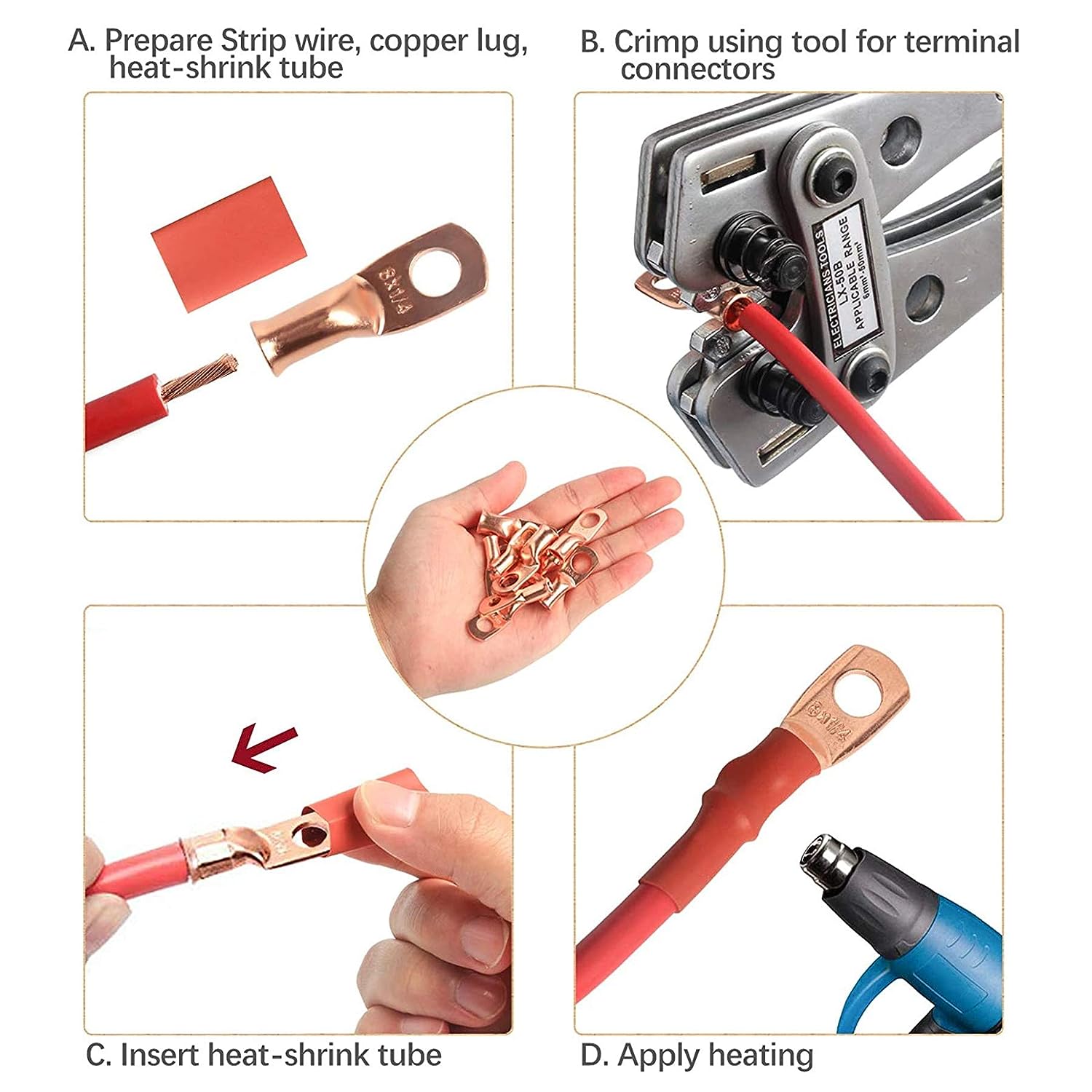 Set 60 pini terminali, Cupru, Auriu - eMAG.ro