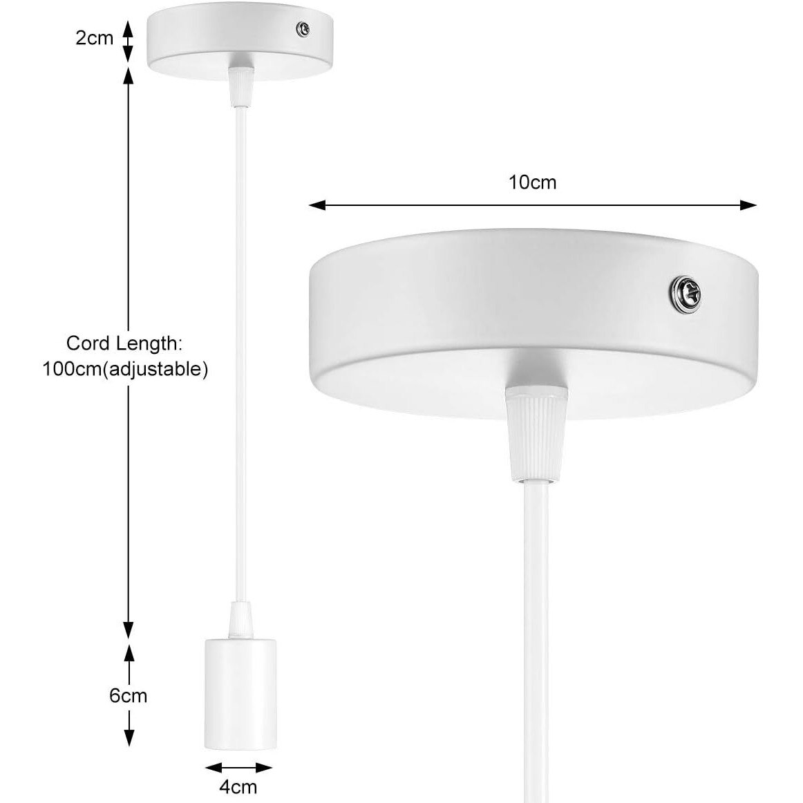 Set 2 pendule, Metal, 100 cm, E27, 60 W, Alb - eMAG.ro