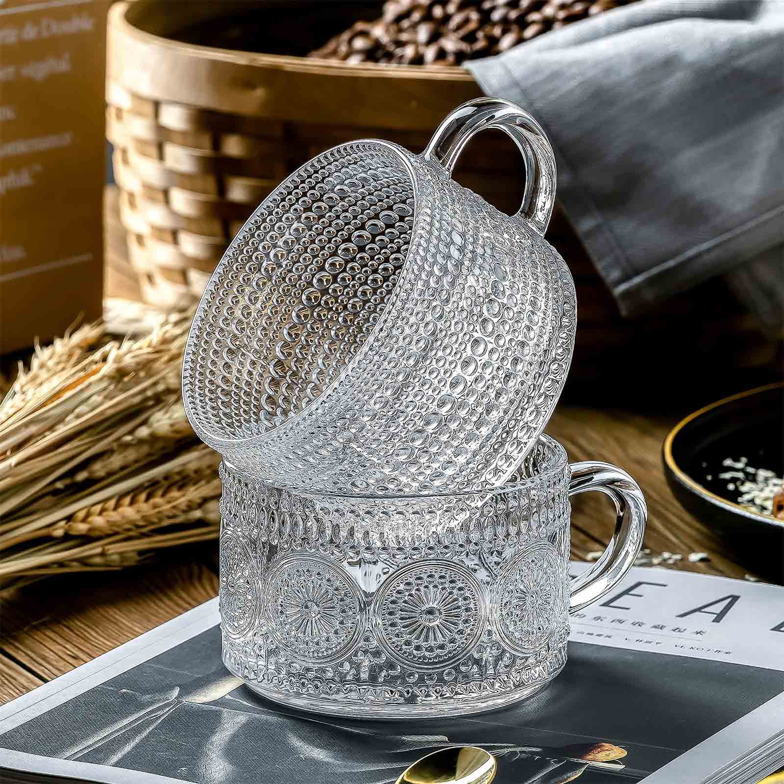 Set 2 cani vintage, Amtok, Sticla/Bambus, 301-400ml, Transparent/Lemn ...