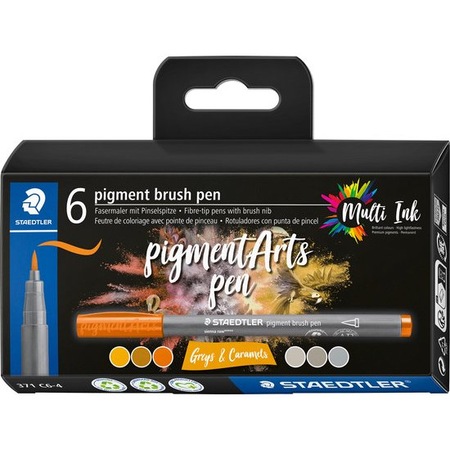 Set 6 carioci varf tip pensula - Pigment Liner greys and caramels ...